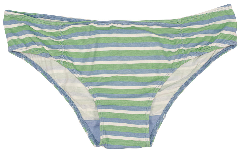 Blue and Green Striped Modal Bikini with Ruching – Love Libby Panties